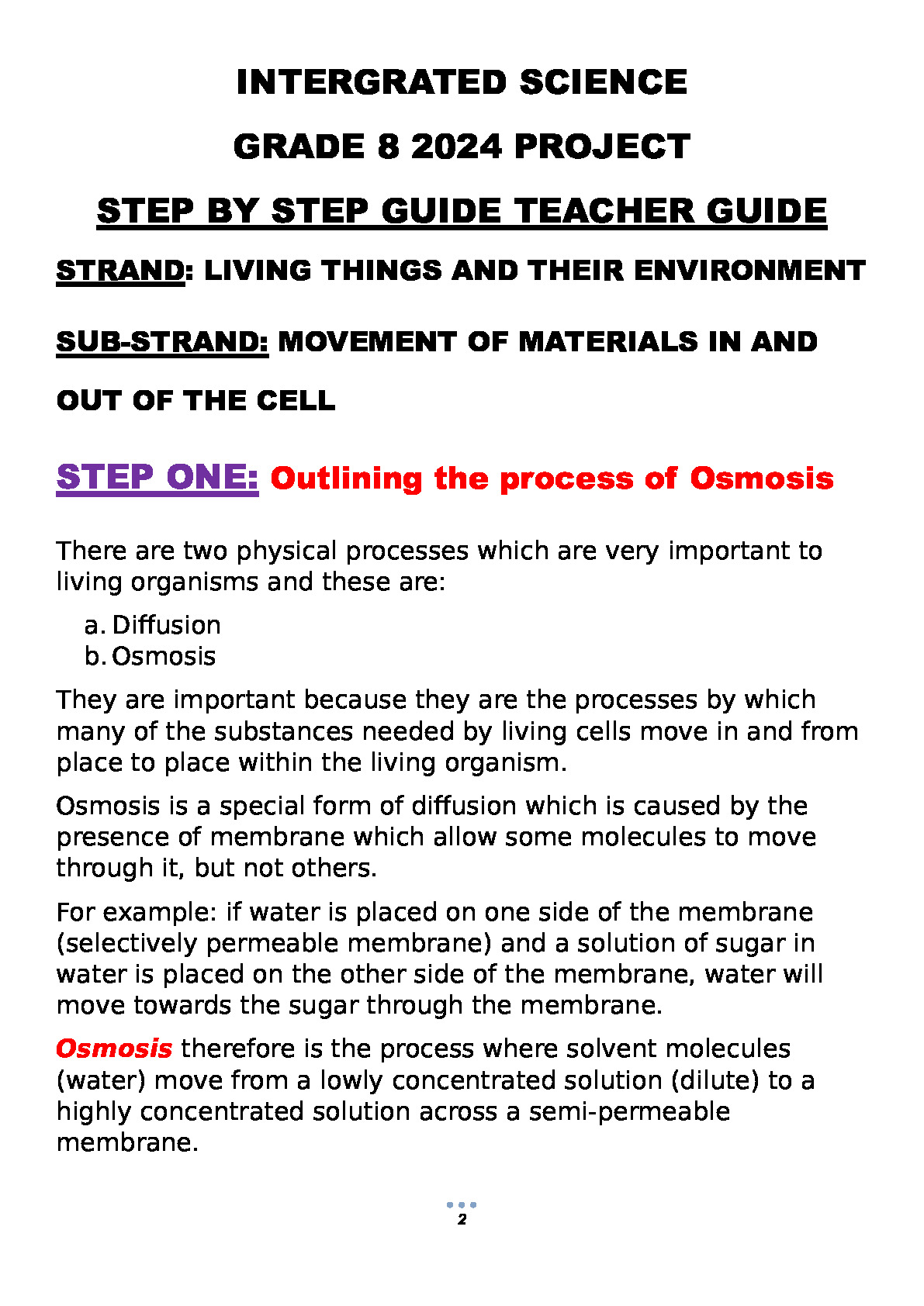 Grade 8 Integrated Science Project 2024 Teacher step by step Guide