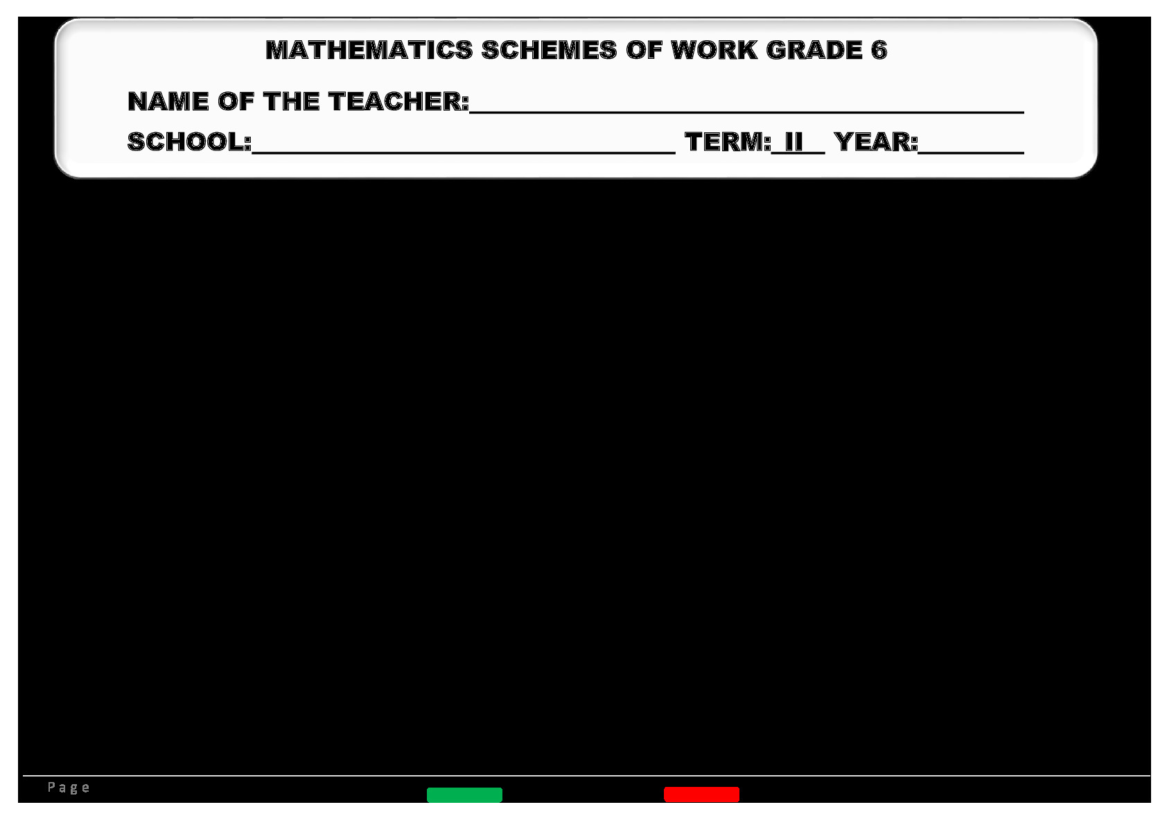 Mathematics Activities schemes of work Grade 6 Term 2